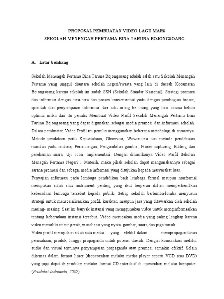 Proposal Pembuatan Lagu Mars Bintar | PDF | Bisnis | Game & Aktivitas