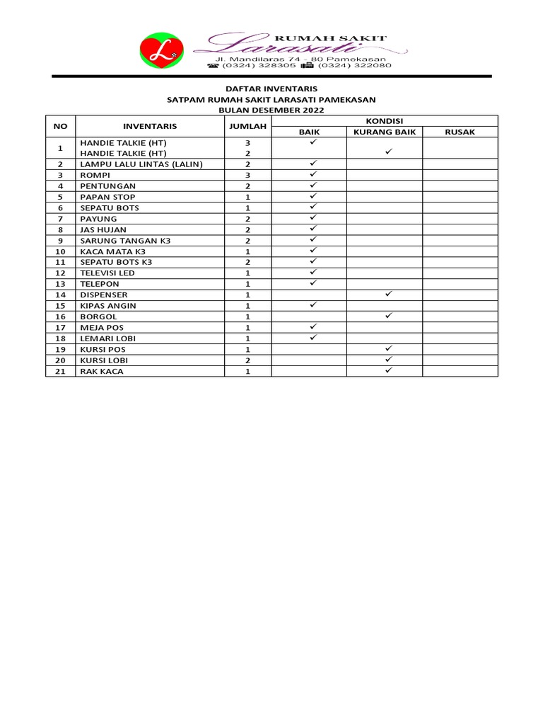 Daftar Inventaris | PDF