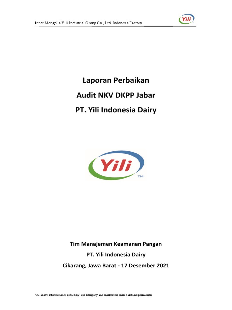 Laporan Audit NKV PT Yili Indonesia | PDF | Kesehatan Holistik