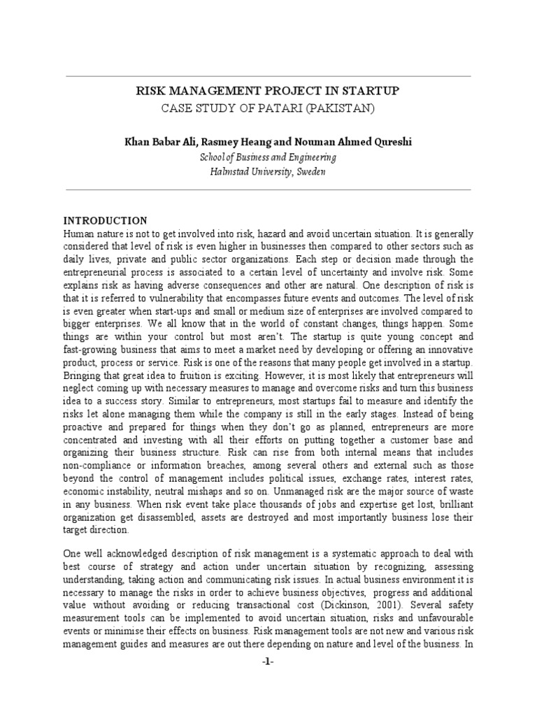 (Research Paper) Risk Management Project in Startup - Rasmey - Ali ...