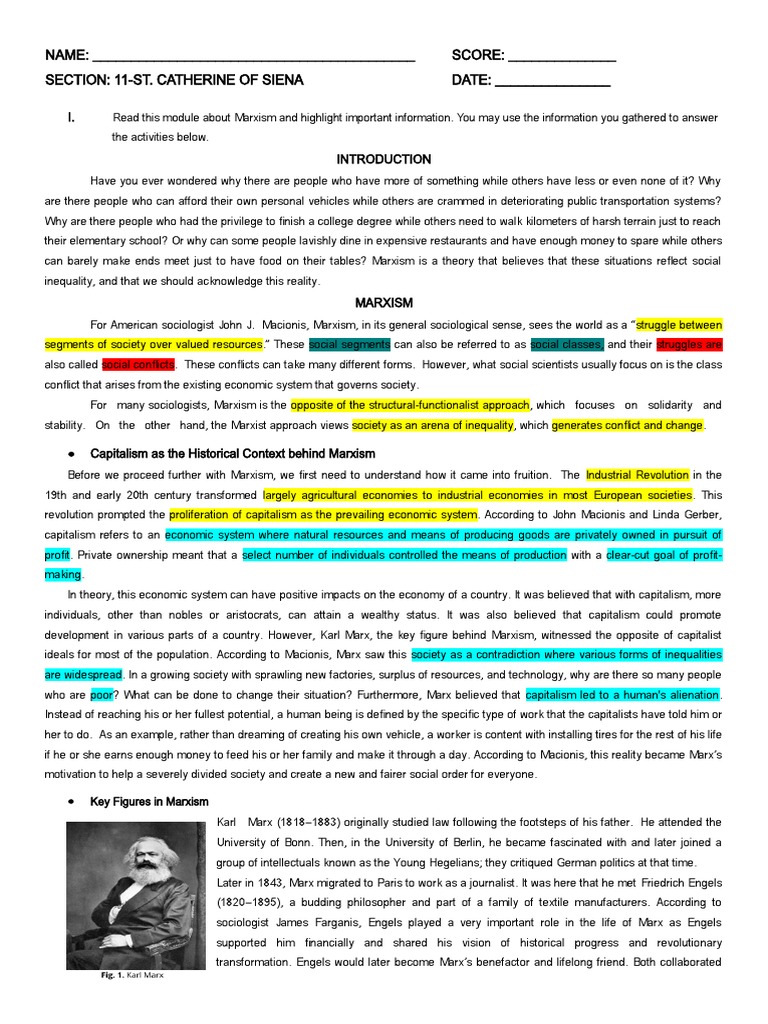 Activity 7 | PDF | Karl Marx | Marxism