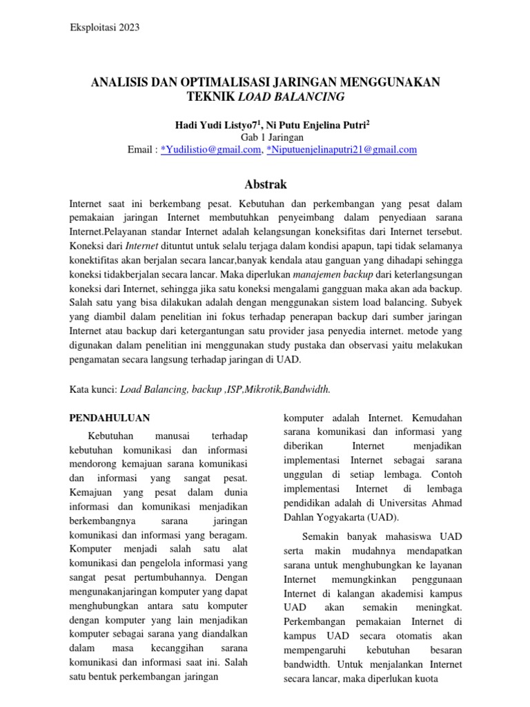 Optimasi Jaringan dengan Load Balancing | PDF | Teknologi & Rekayasa