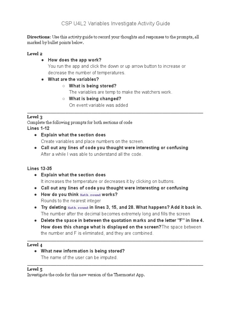 U4L2 Activity Guide | PDF | String (Computer Science) | Software ...