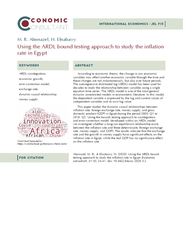 Using The ARDL Bound Testing Approach To | PDF | Inflation | Stationary ...