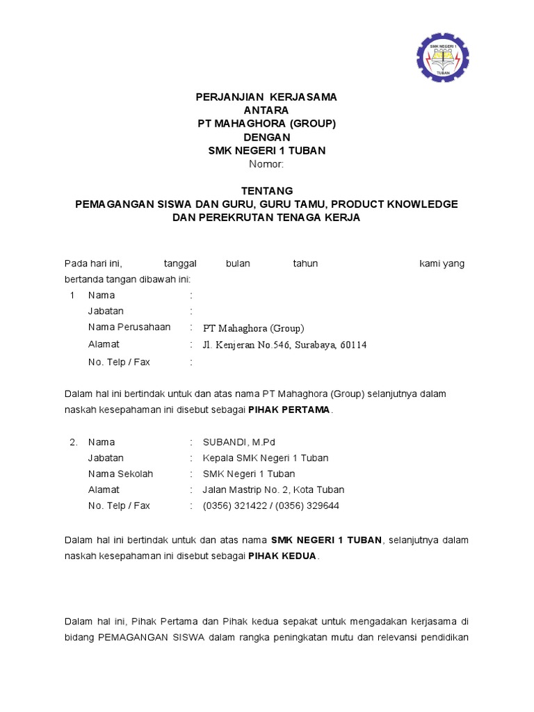 MoU PT Mahaghora (Group) | PDF