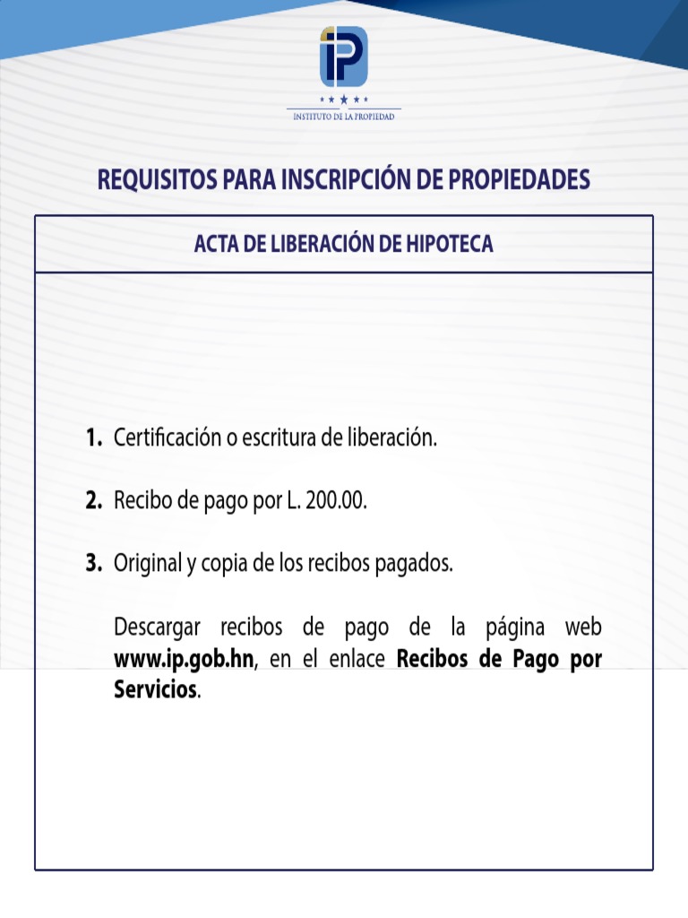 Requisitos Acta de Liberación de Hipoteca | PDF
