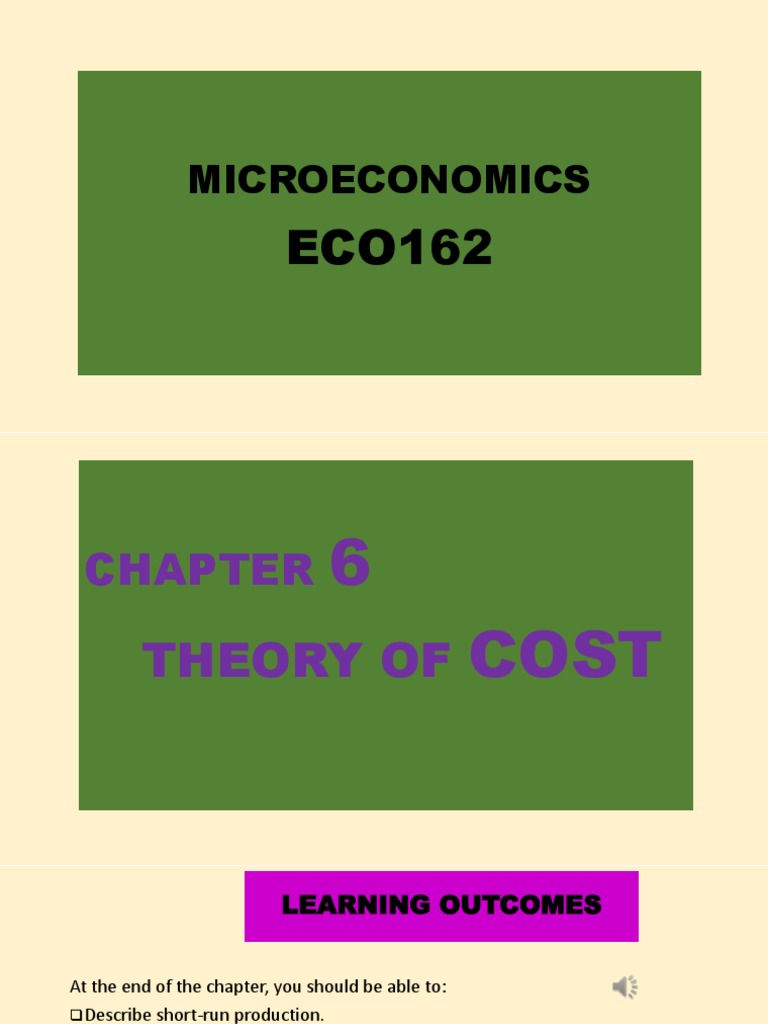 Chapter 6 (Cost Theory) | PDF | Long Run And Short Run | Average Cost