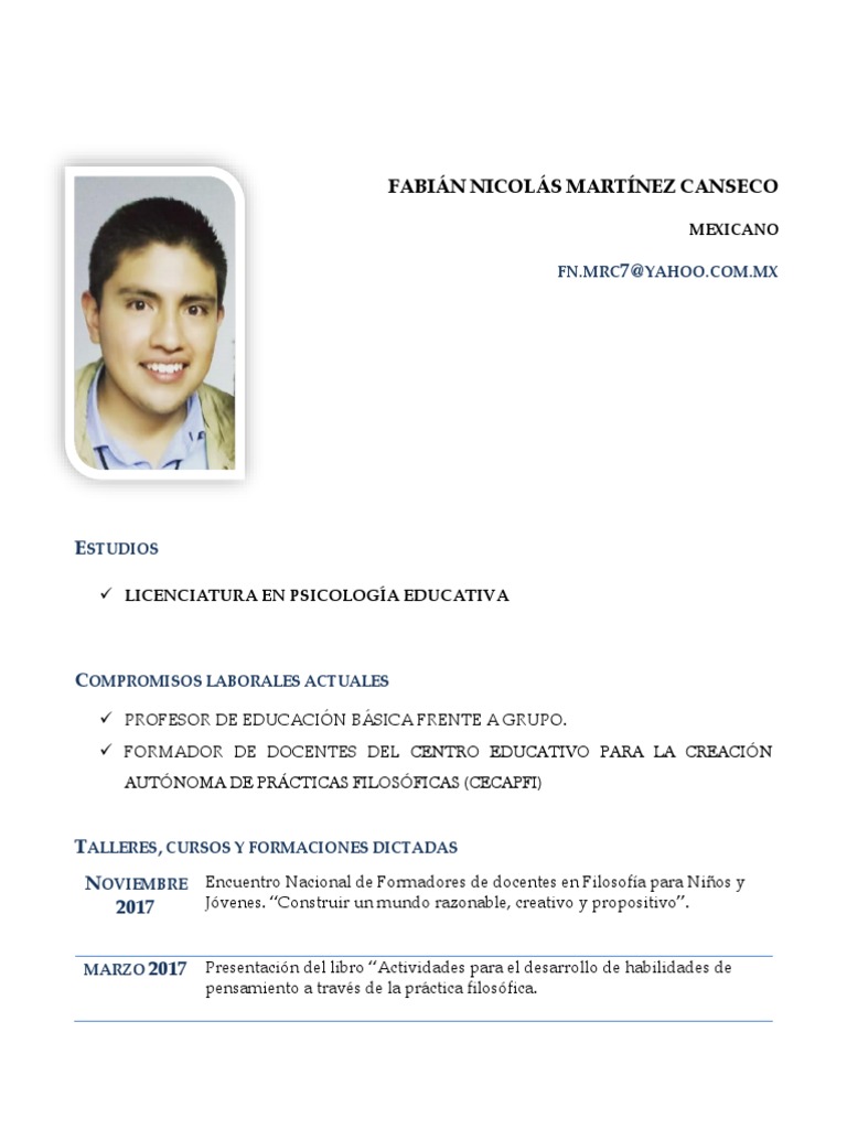 4 - Curriculum Vitae - Fabián Nicolás Martínez Canseco | PDF