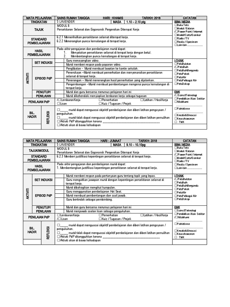6.2.1 - 6.2.3 Persekitaran Selamat Dan Ergonomik T5 | PDF