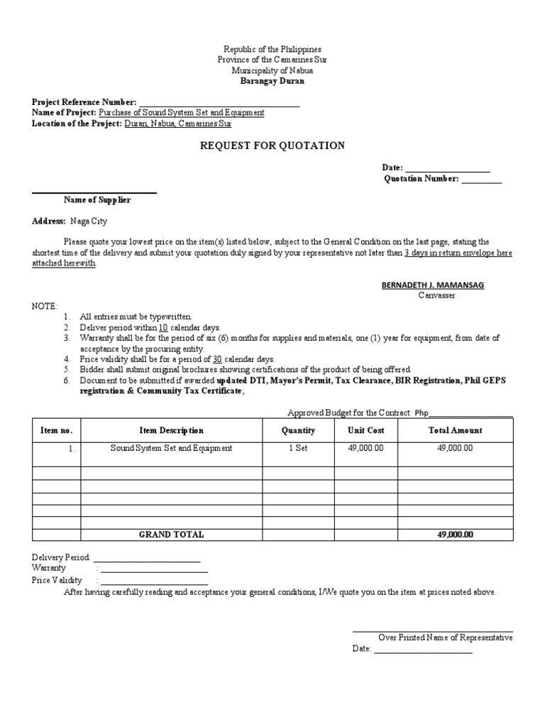 QUOTATION-FORMAT | PDF | Economies | Government