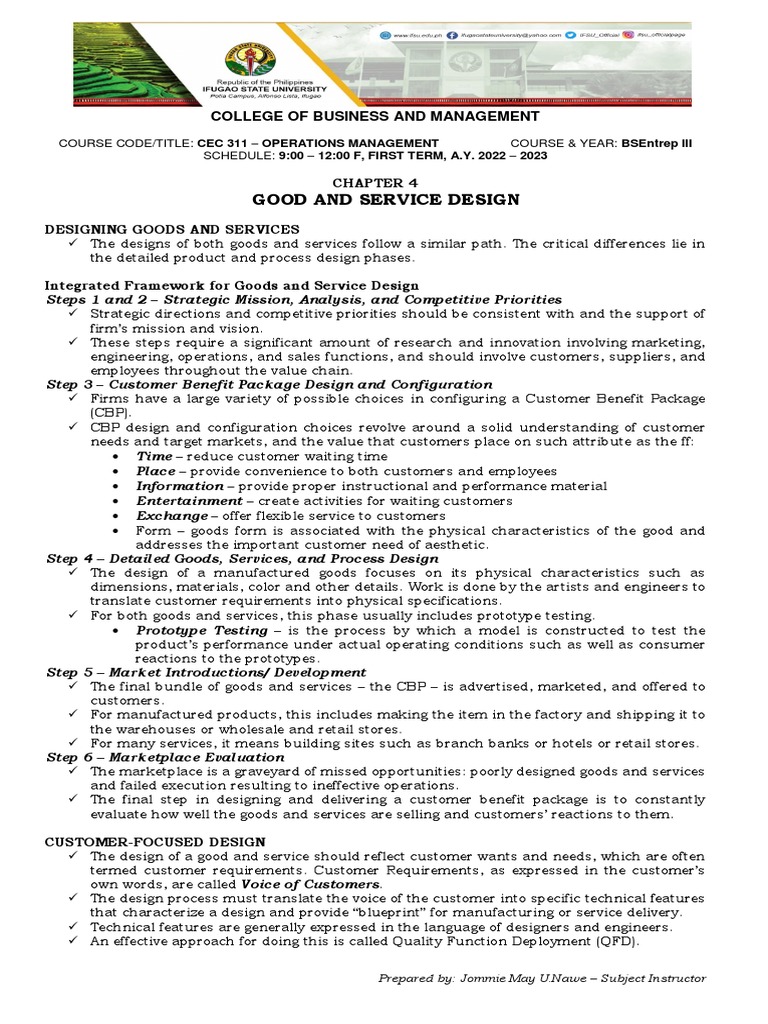 Chapter 4 - Good and Service Design | PDF | Economies | Business Process