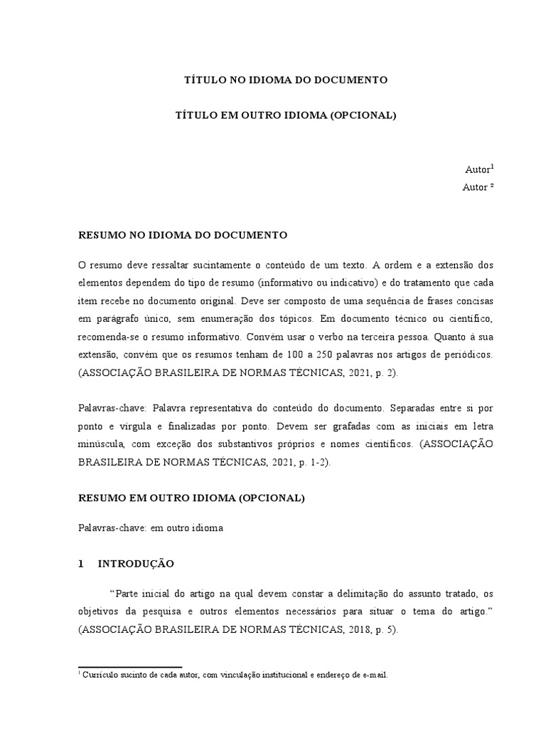 202202221315260 Modelo De Artigo Cientifico Pdf Abstract Resumo