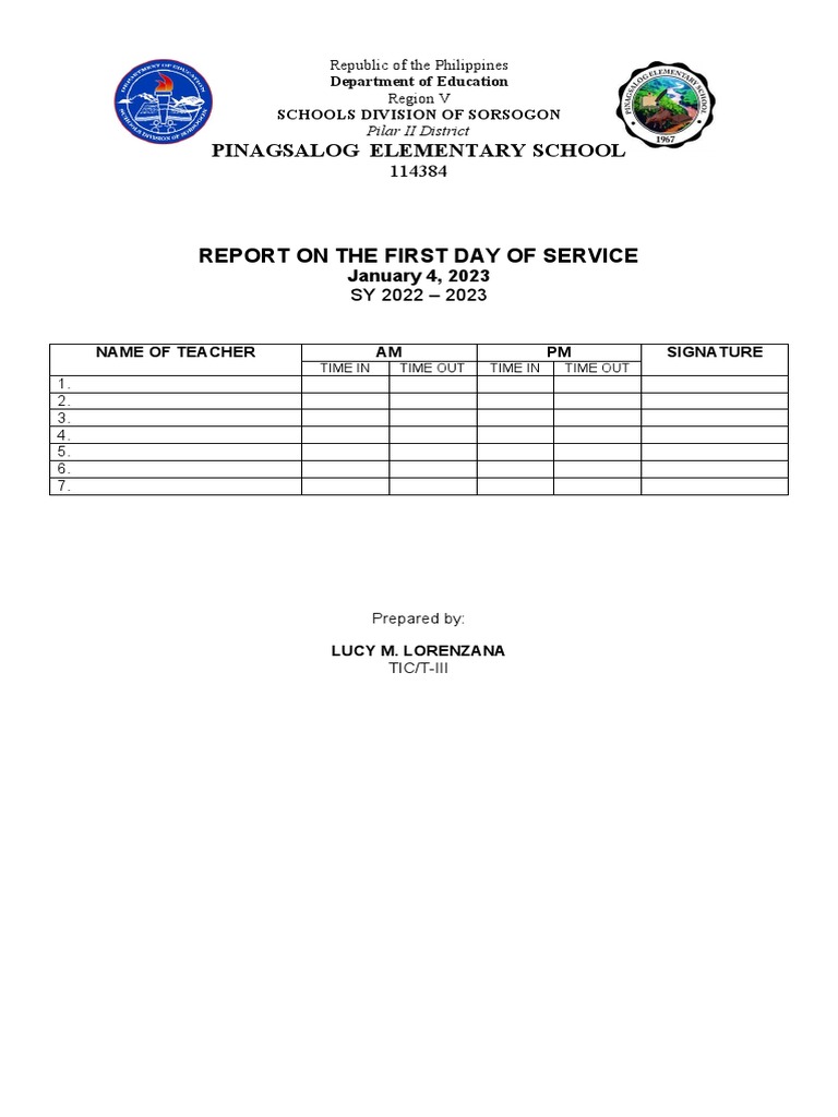 Report On The First Day of Service | PDF
