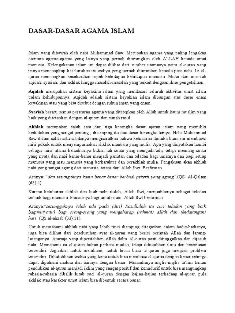 Dasar-Dasar Ajaran Agama Islam | PDF