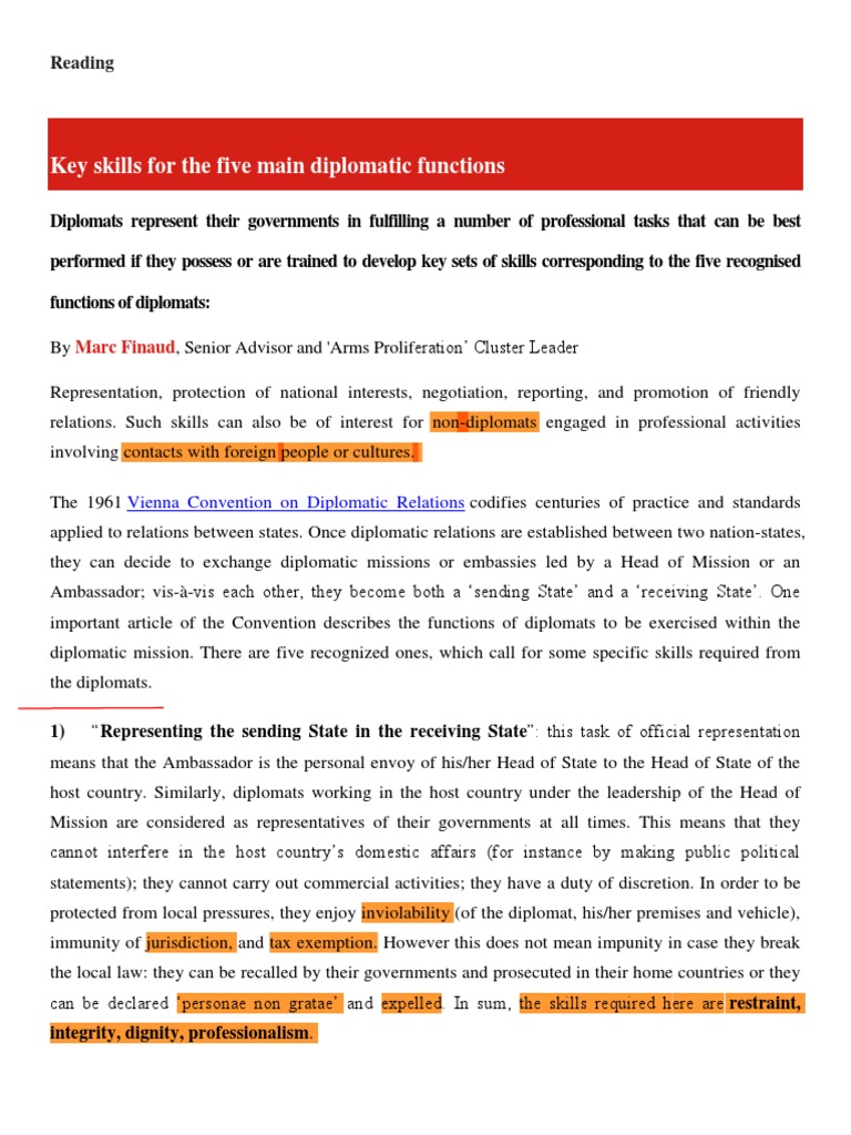 Unit 1 Key Skills | PDF | Diplomatic Mission | Diplomacy