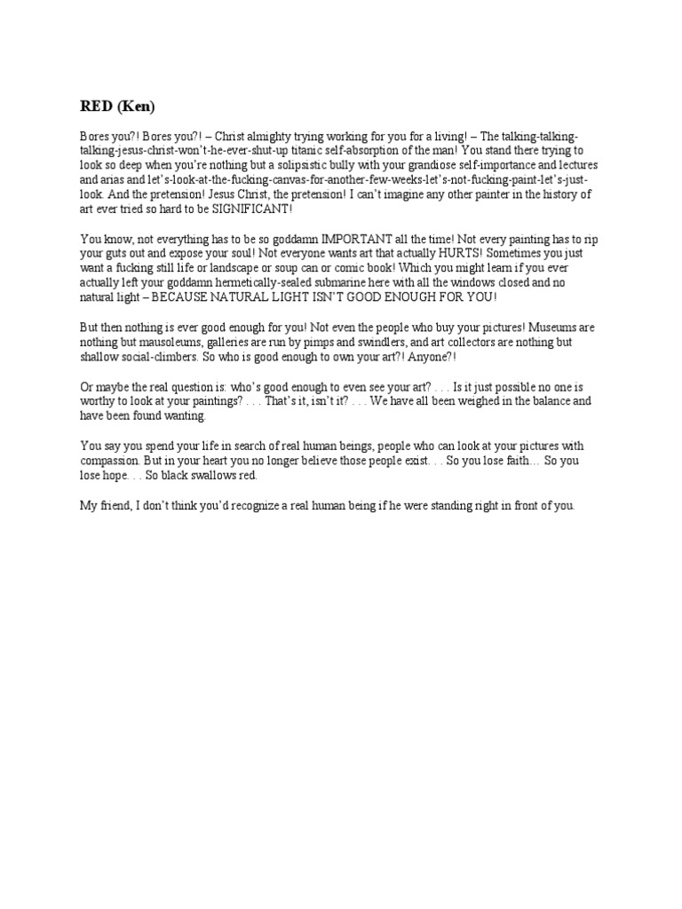 Ken - RED (Monologue) | PDF