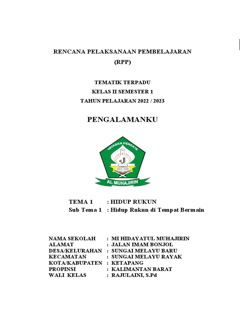 Contoh COVER RPP SD | PDF
