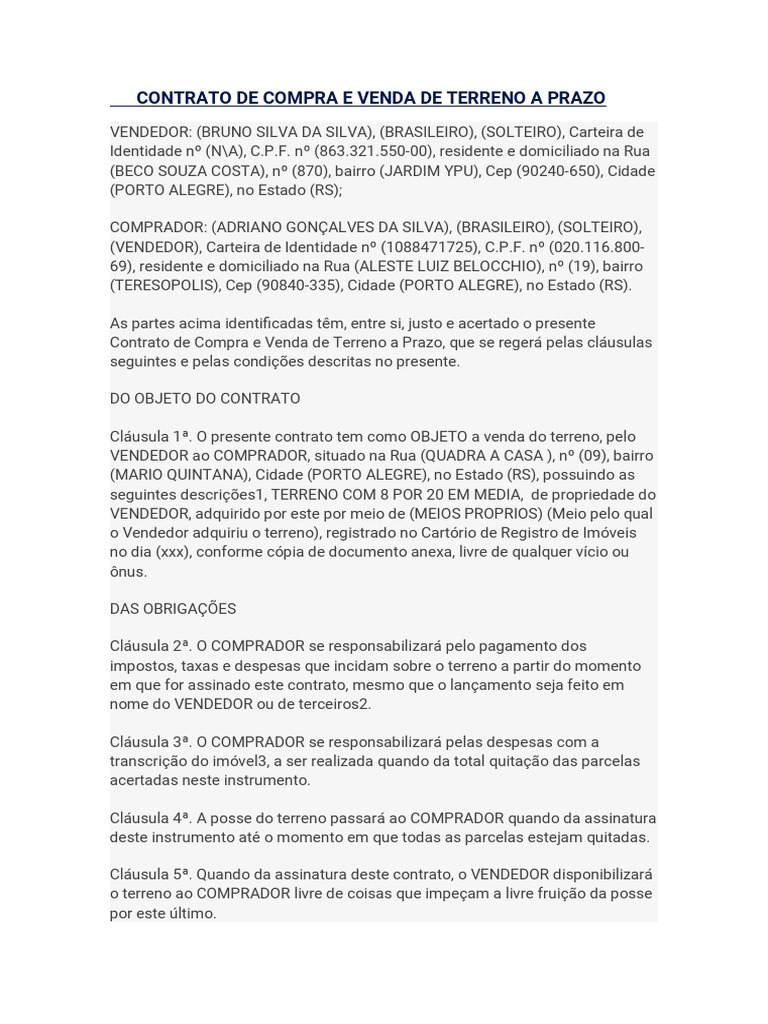 Contrato de Compra e Venda de Terreno 21 | PDF