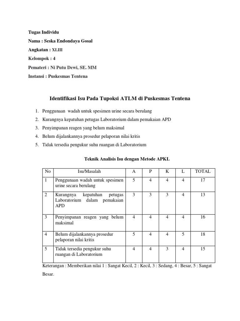 Tugas Kelompok Identifikasi Isu Sesuai Tupoksi ATLM | PDF