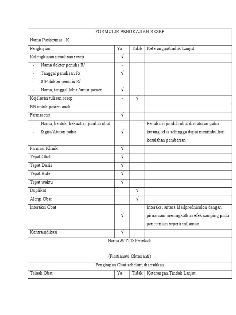 Formulir Pengkajian Resep | PDF