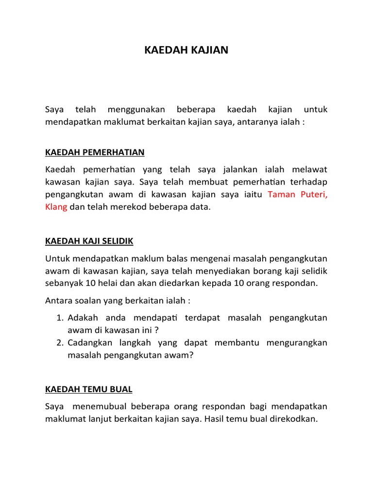 Kaedah Kajian | PDF