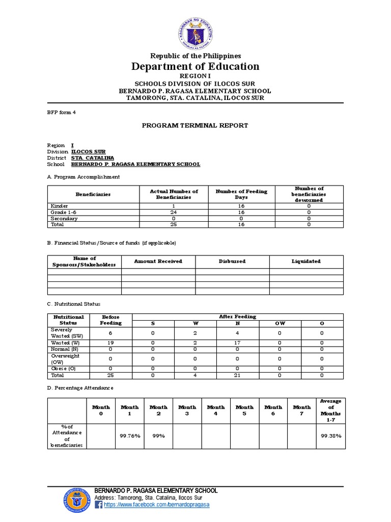 BPRES BFP Form 4 Terminal Report | PDF