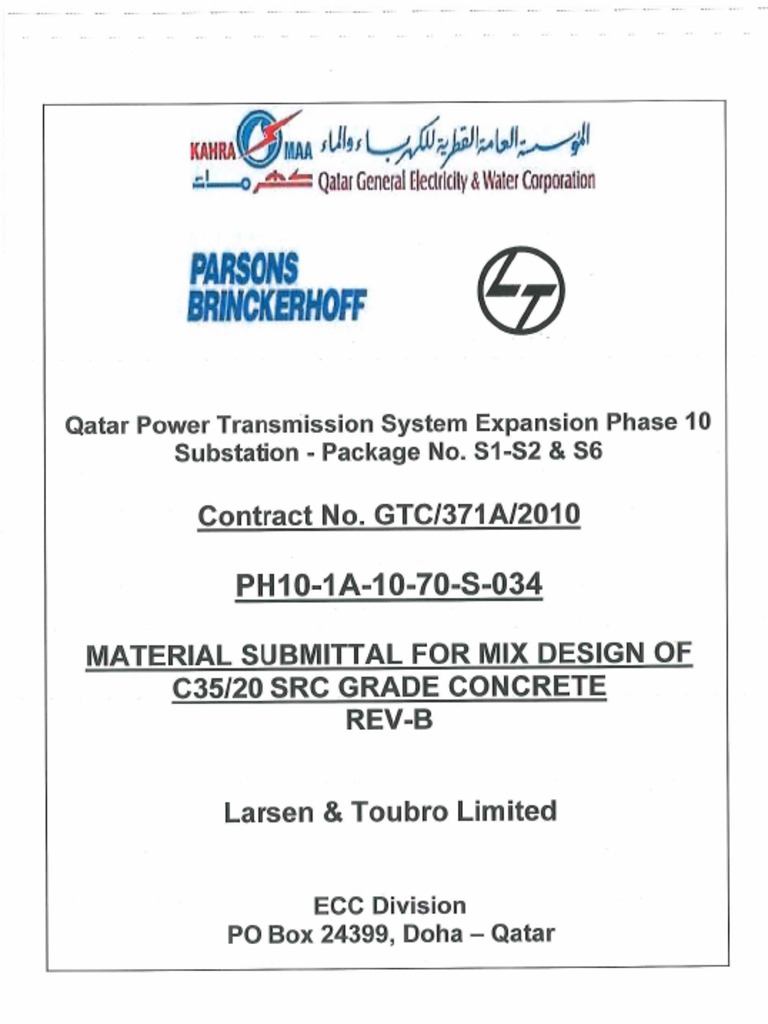 PH10-1A-10-70-S034 - RB - MS For Mix Design of C3520 SRC Grade Concrete | PDF