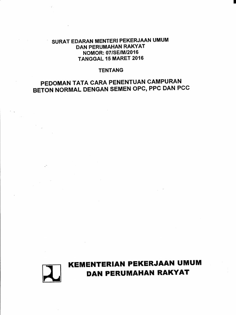 Pedoman Tata Cara Penentuan Campuran Beton Normal Dengan Semen Opc PPC Dan PCC | PDF