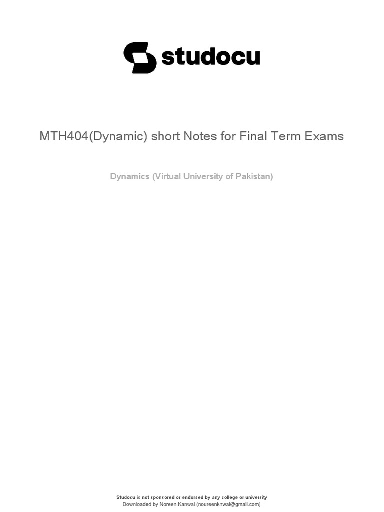 Mth404dynamic Short Notes Final Term Exams | PDF | Collision | Orbit Mth404dynamic Short Notes Final Term Exams | PDF | Collision | Orbit