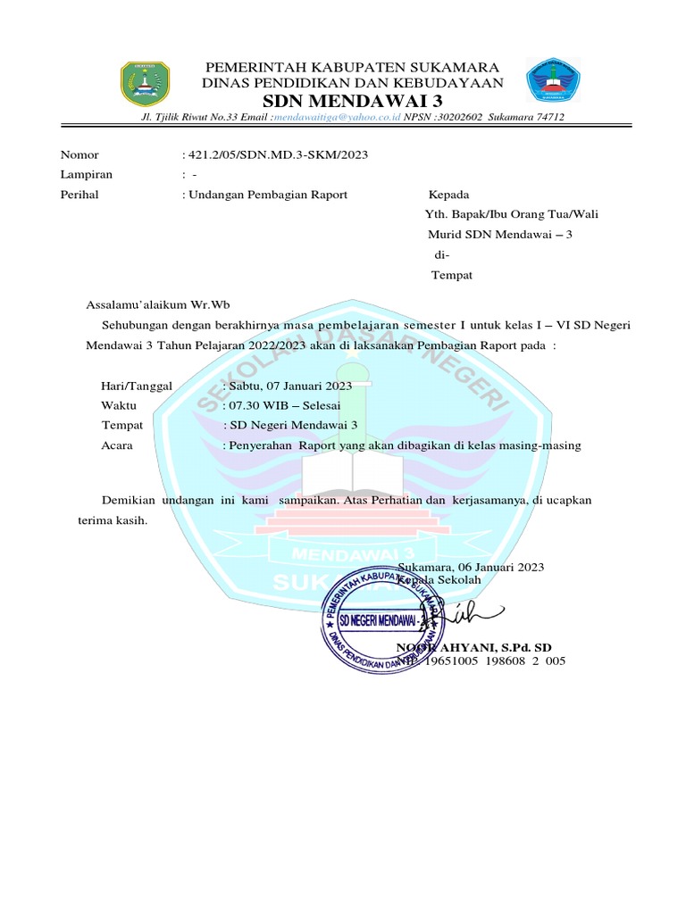 Pembagian Raport Semester 1 TP 2022.2023 | PDF