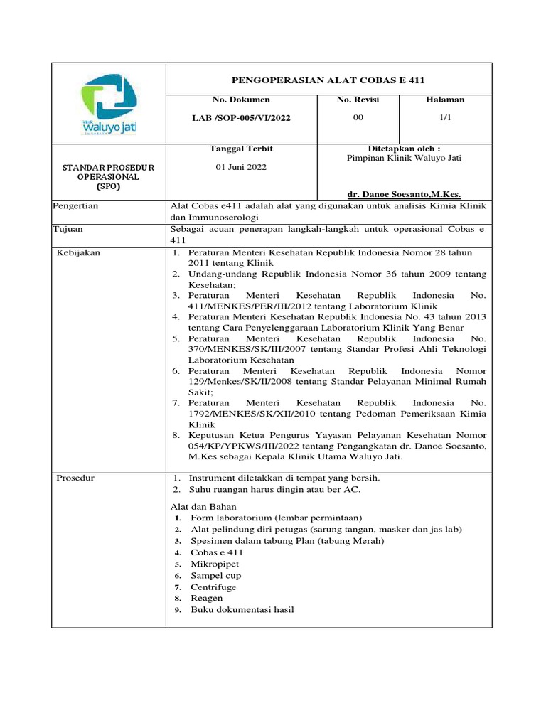 002-OPRASIONAL ALAT KK COBAS e 411 | PDF