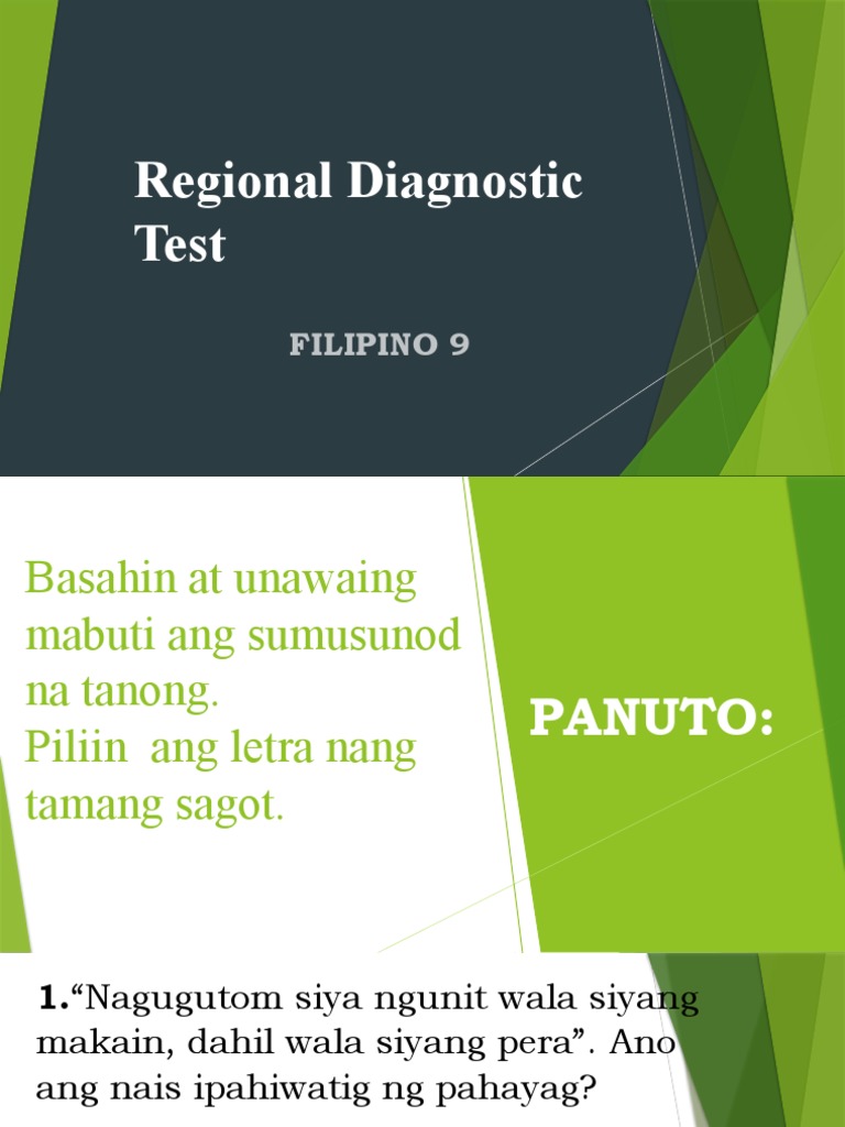 Regional Diagnostic Test Filipino 9 | PDF