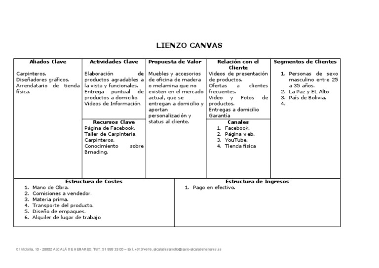 Plantilla Lienzo Canvas | PDF | Carpintería | Business