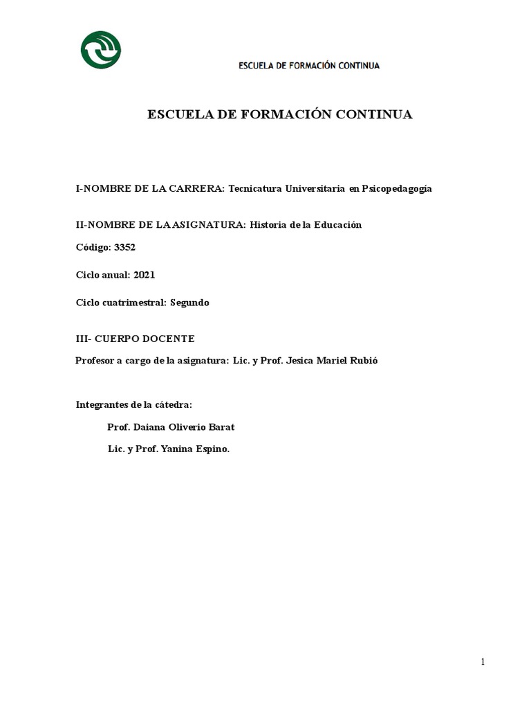 Programa HE - 2C 2021 | PDF | Método de enseñanza | Evaluación