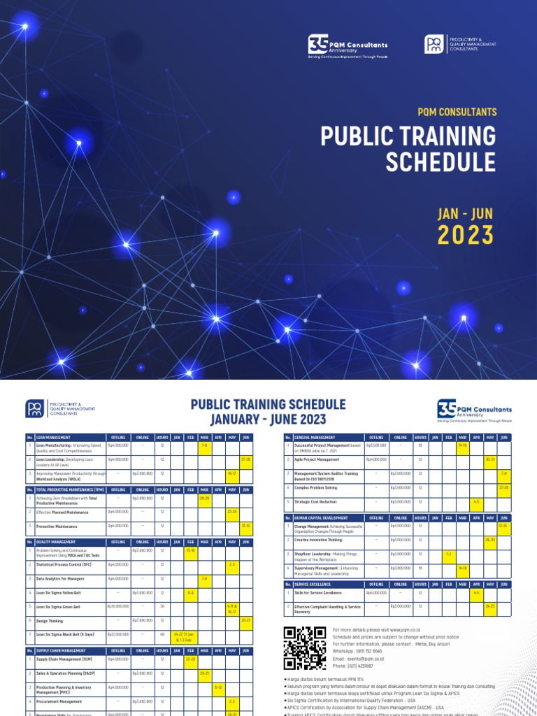2023 PQM Training Schedule | PDF | Project Management | Information Technology Management