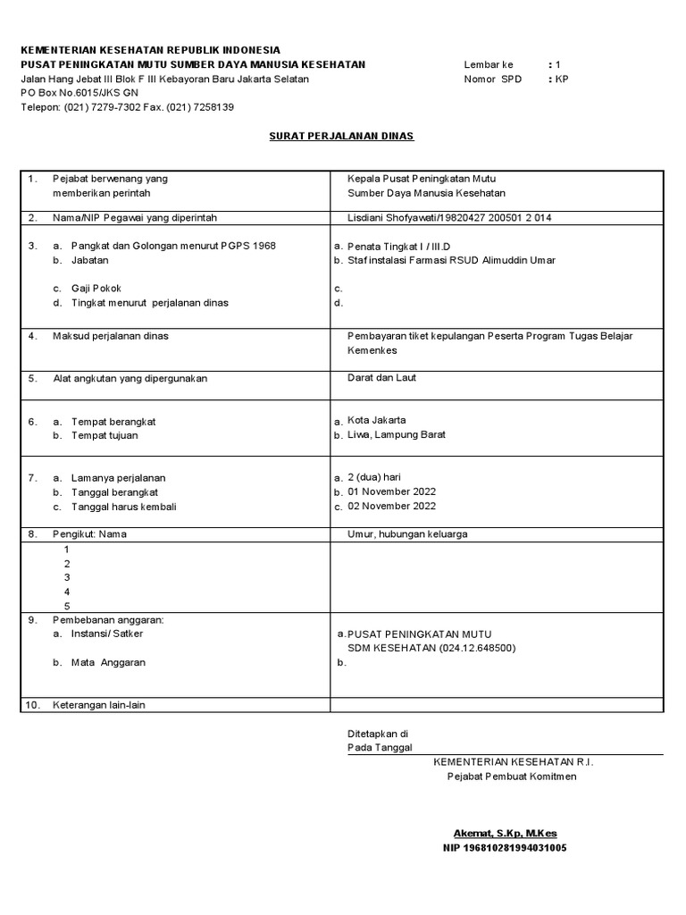 SPPD Depan Lisdiani | PDF