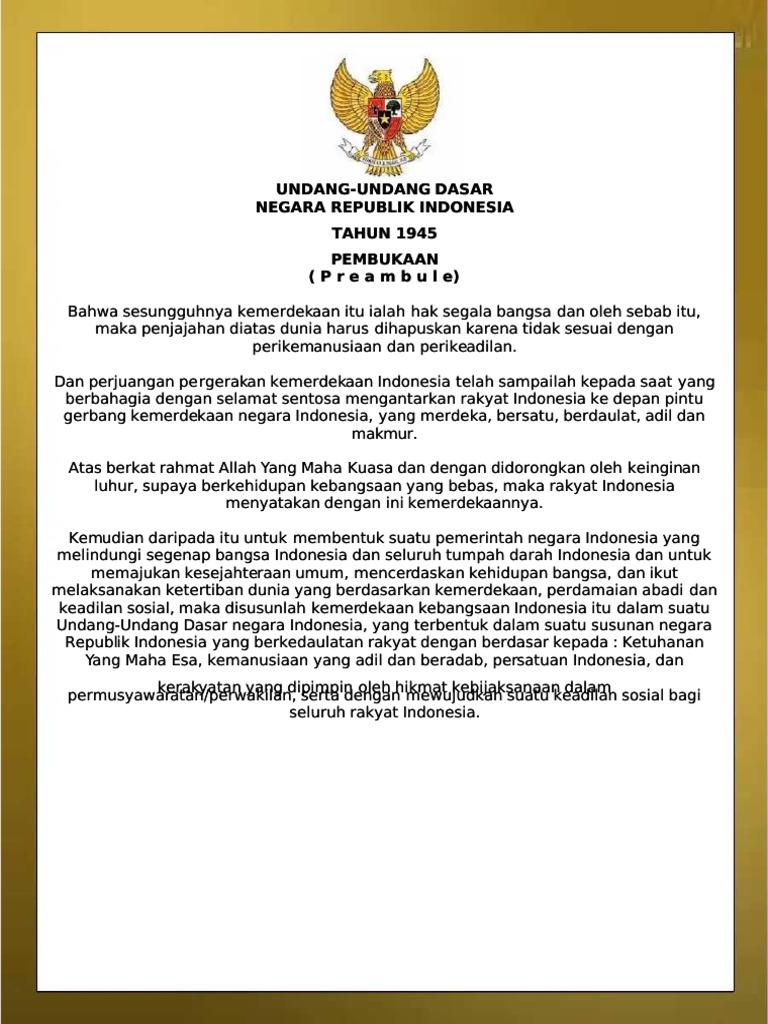 PDF Teks Pembukaan Uud 1945 - Compress | PDF