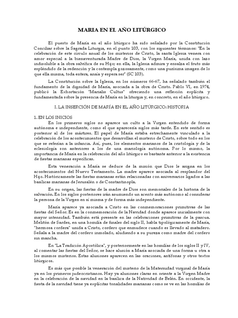 María en El Año Liturgico | PDF | María, madre de Jesús | Jesús