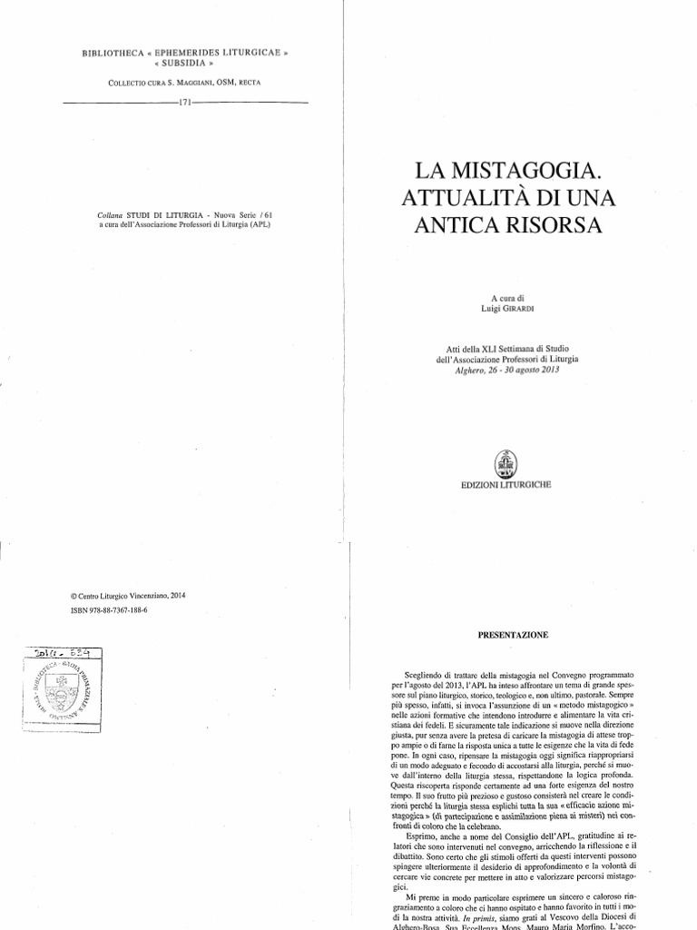 La Mistagogia Ritrovata Lesperienza Dell | PDF