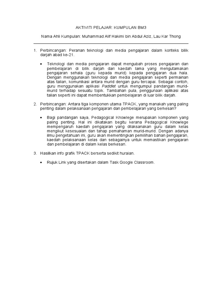 Tutorial 1 - Edup3053 - Muhammad Alif Hakimi - Lau Kar Thong | PDF
