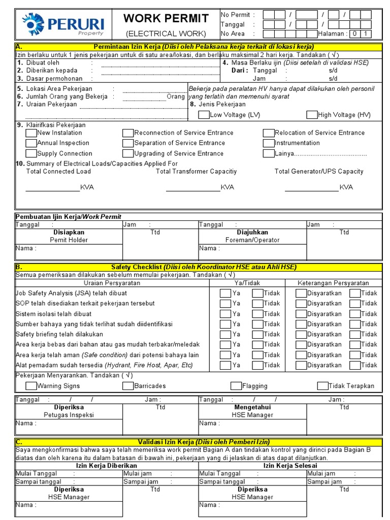 Electric Work Permit | PDF