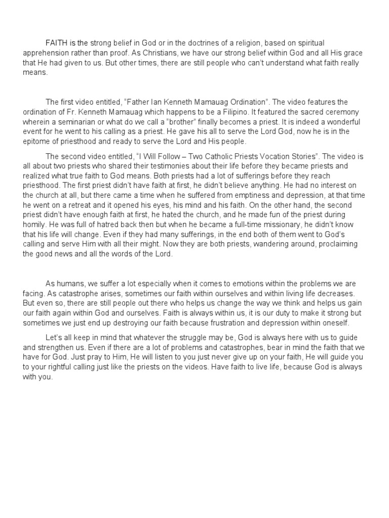 FAITH Is The Strong Belief in God or in The Doctrines of A Religion ...