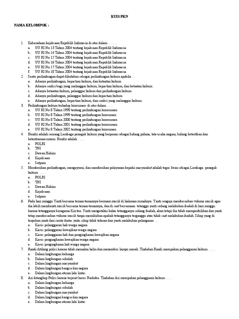 Kuis PKN | PDF | Ilmu Sosial