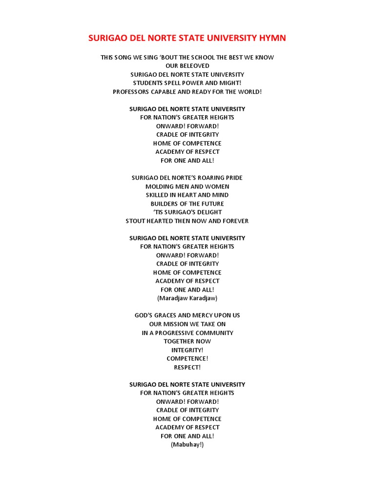 Snsu Hymn Lyrics New | PDF Snsu Hymn Lyrics New | PDF