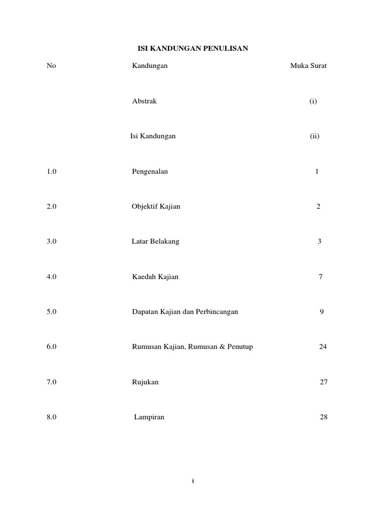 Isi Kandungan Penulisan | PDF