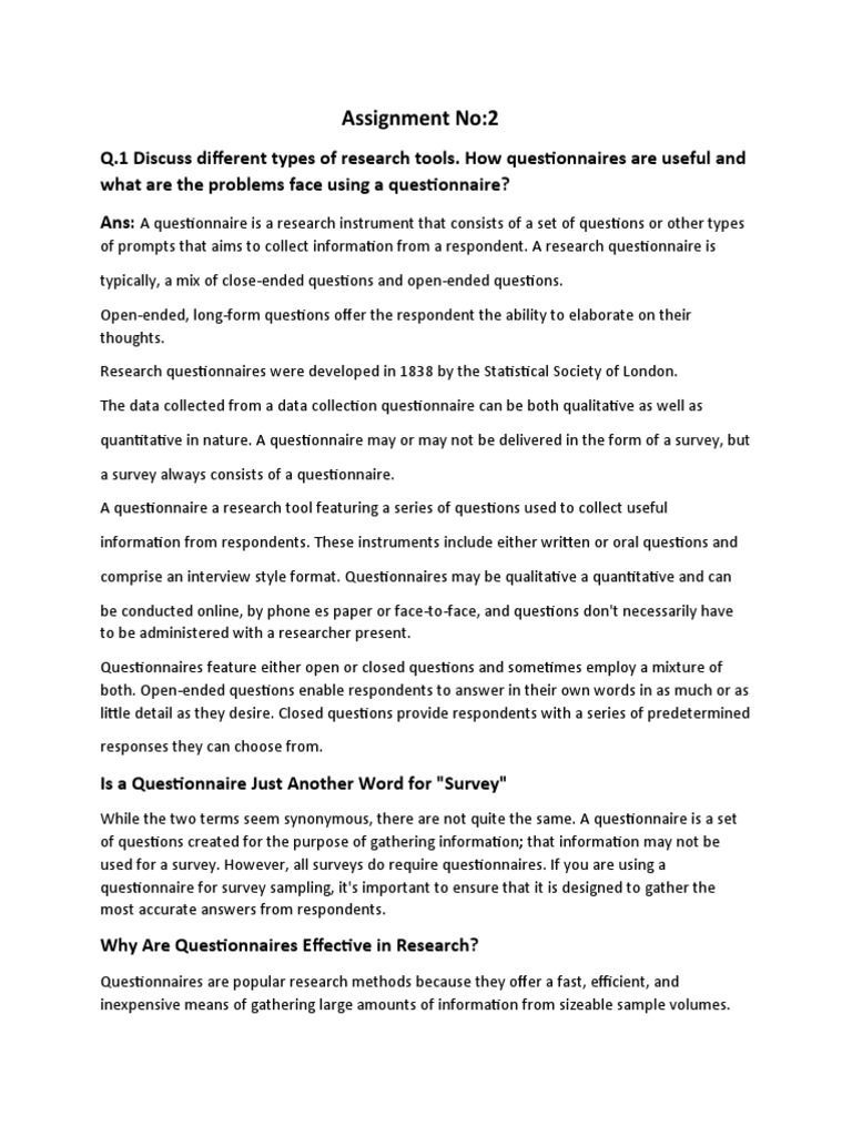 8604 Assignment No.2 | Download Free PDF | Questionnaire | Survey Methodology
