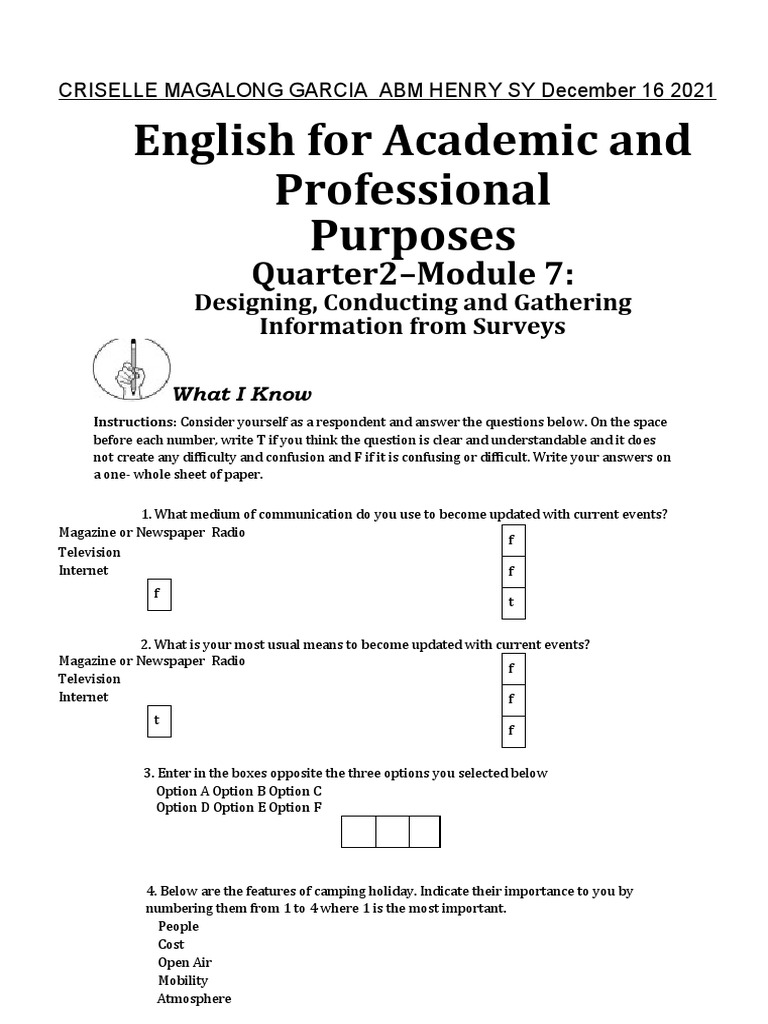 Q2_MODULE 2_WEEK 3_LESSON 1 | PDF | Survey Methodology | Cognition