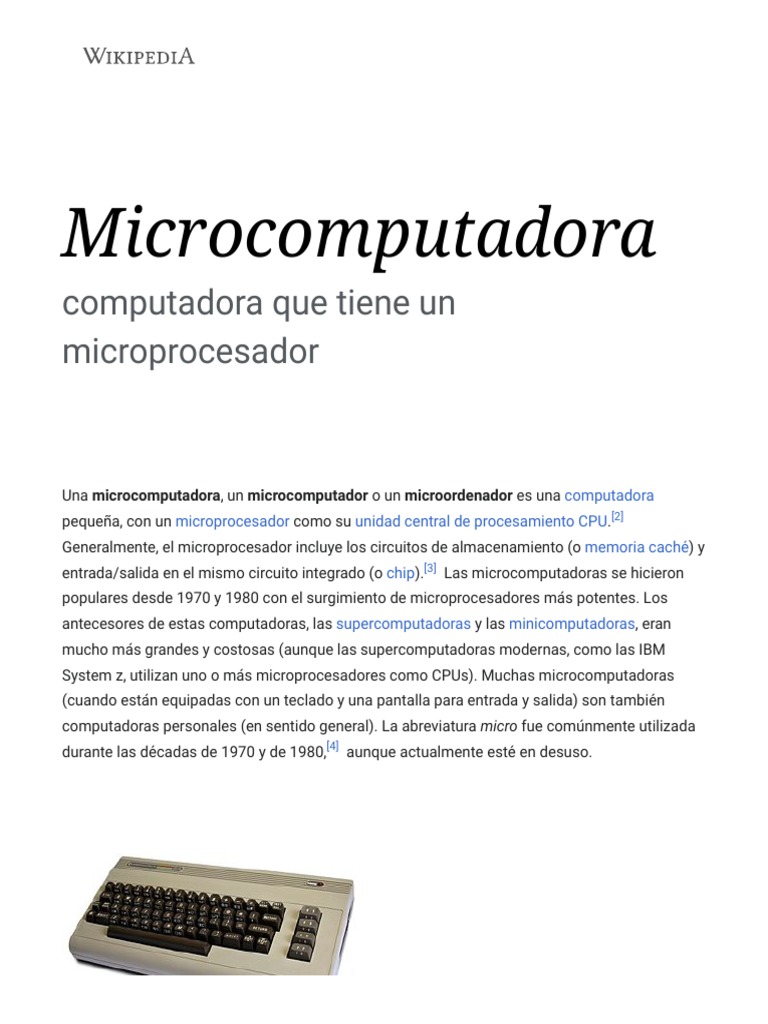 Microcomputadora - Wikipedia, La Enciclopedia Libre | PDF