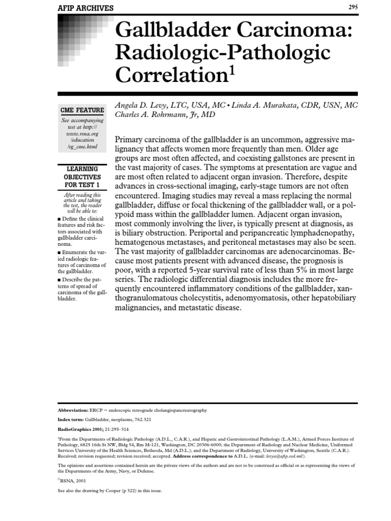GB Cancer - Radiologic-Pathologic Correlation | PDF | Gallbladder | Adenocarcinoma