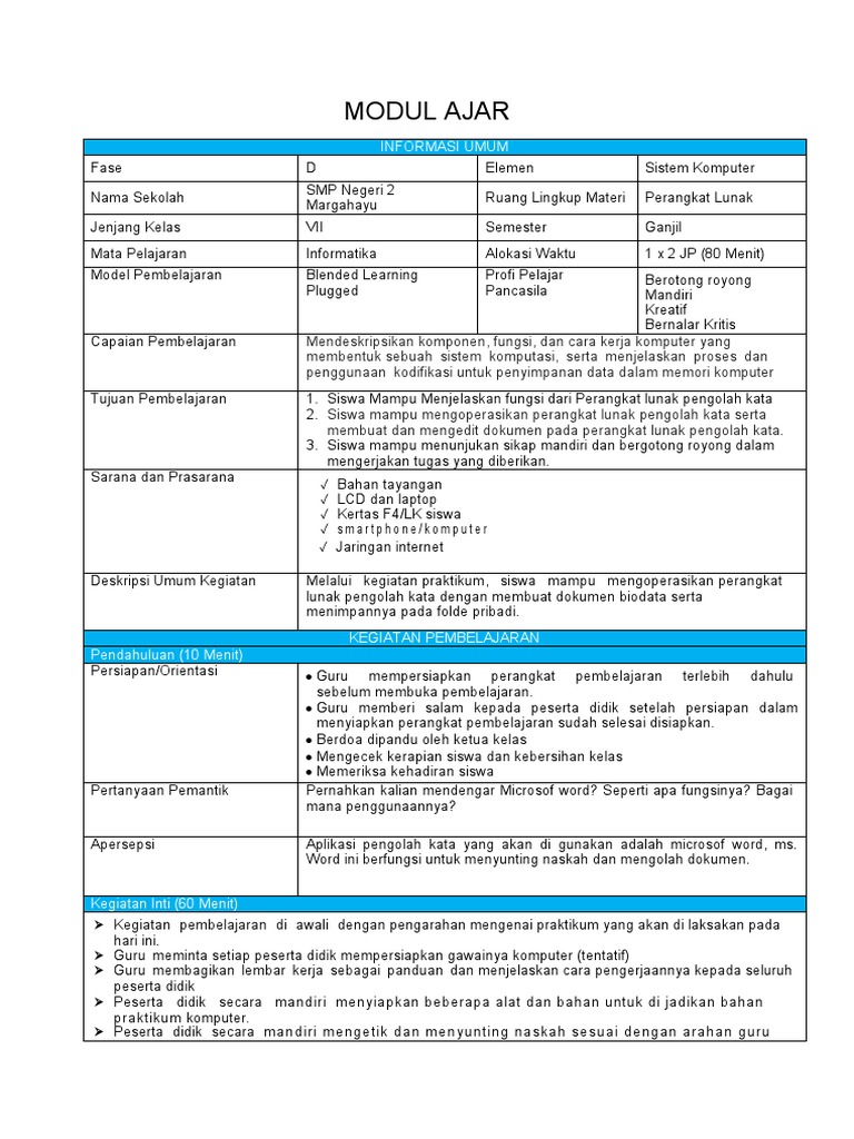 Modul Ajar Sistem Komputer Pert 4 | PDF | Komputer